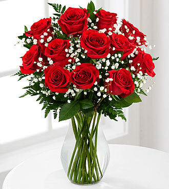 Red 1 Dozen Long Stem Roses - VASE INCLUDED - Turkey flowers shop ...