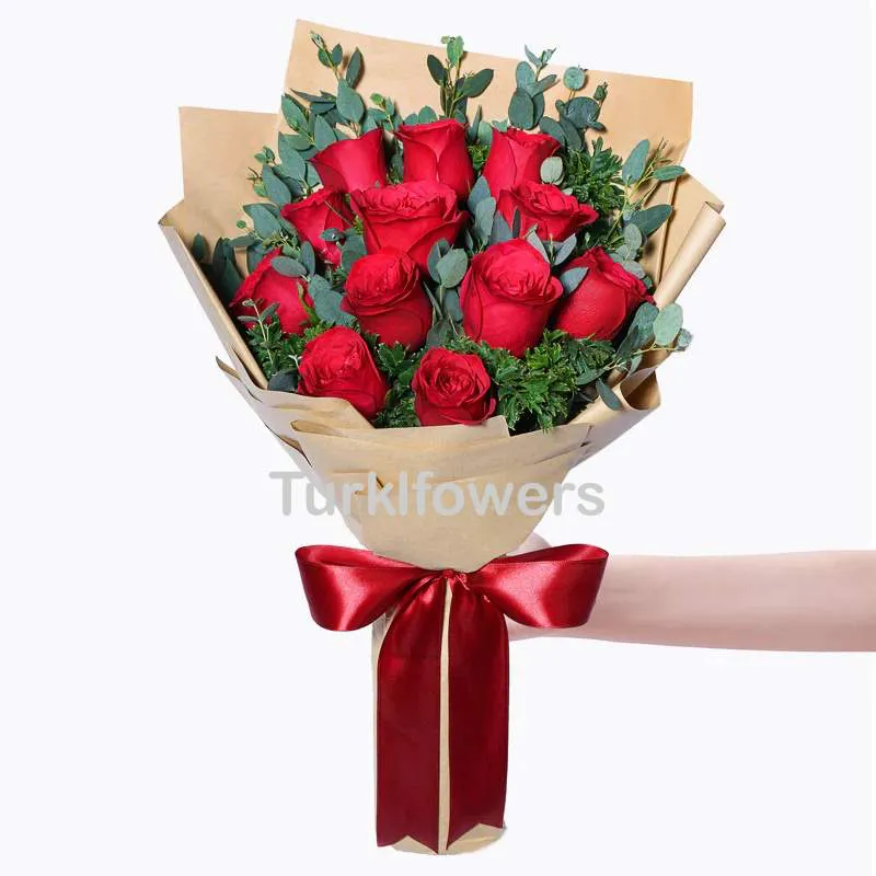 12 red roses bouquet Turkey flowers delivery - Turkey Flowers Shop